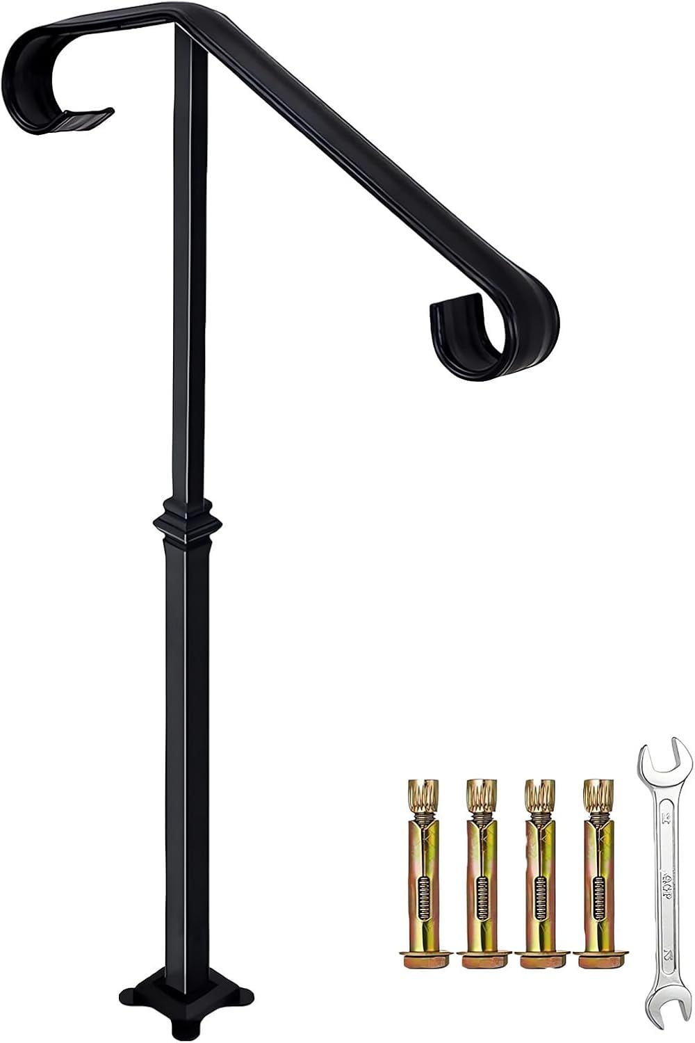 Handrail Railing, Single Post Rail Fits 1 or 2 Steps, Single Post ...