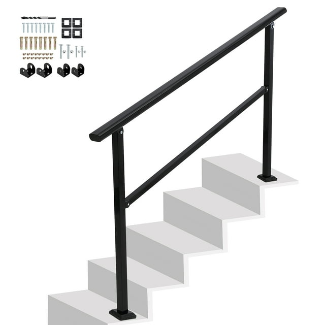 Dragonpad USA Adjustable Staircase and Railing Handrails, Steel Black ...
