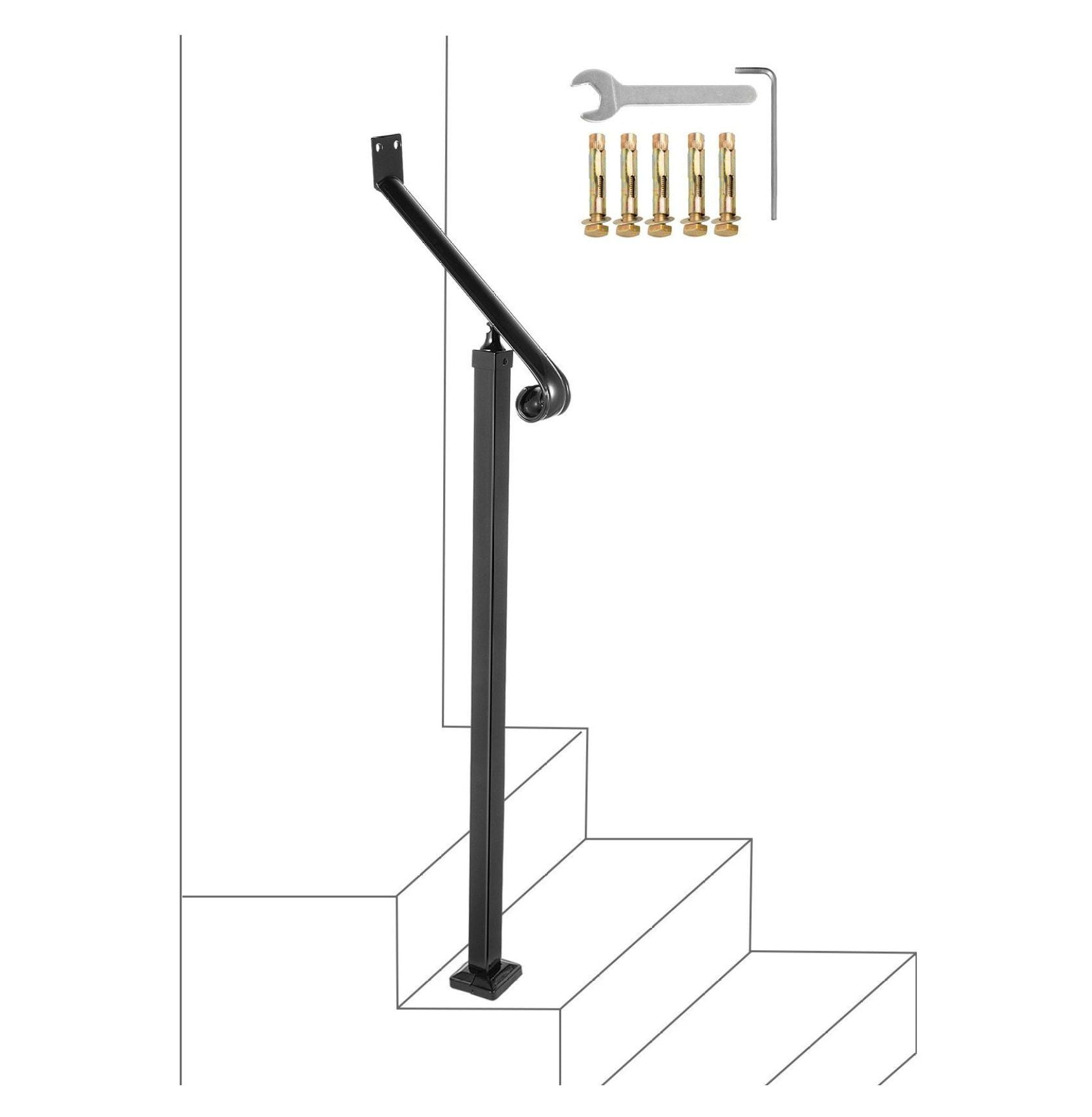 Handrails for Outdoor Steps 1-2 Step Railings Wrought Iron Handrail Stair Railings for Steps ...