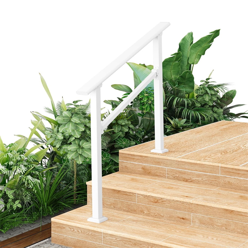 Handrails for Outdoor Steps, 2 Step - Aluminum & Wrought Iron Stair ...