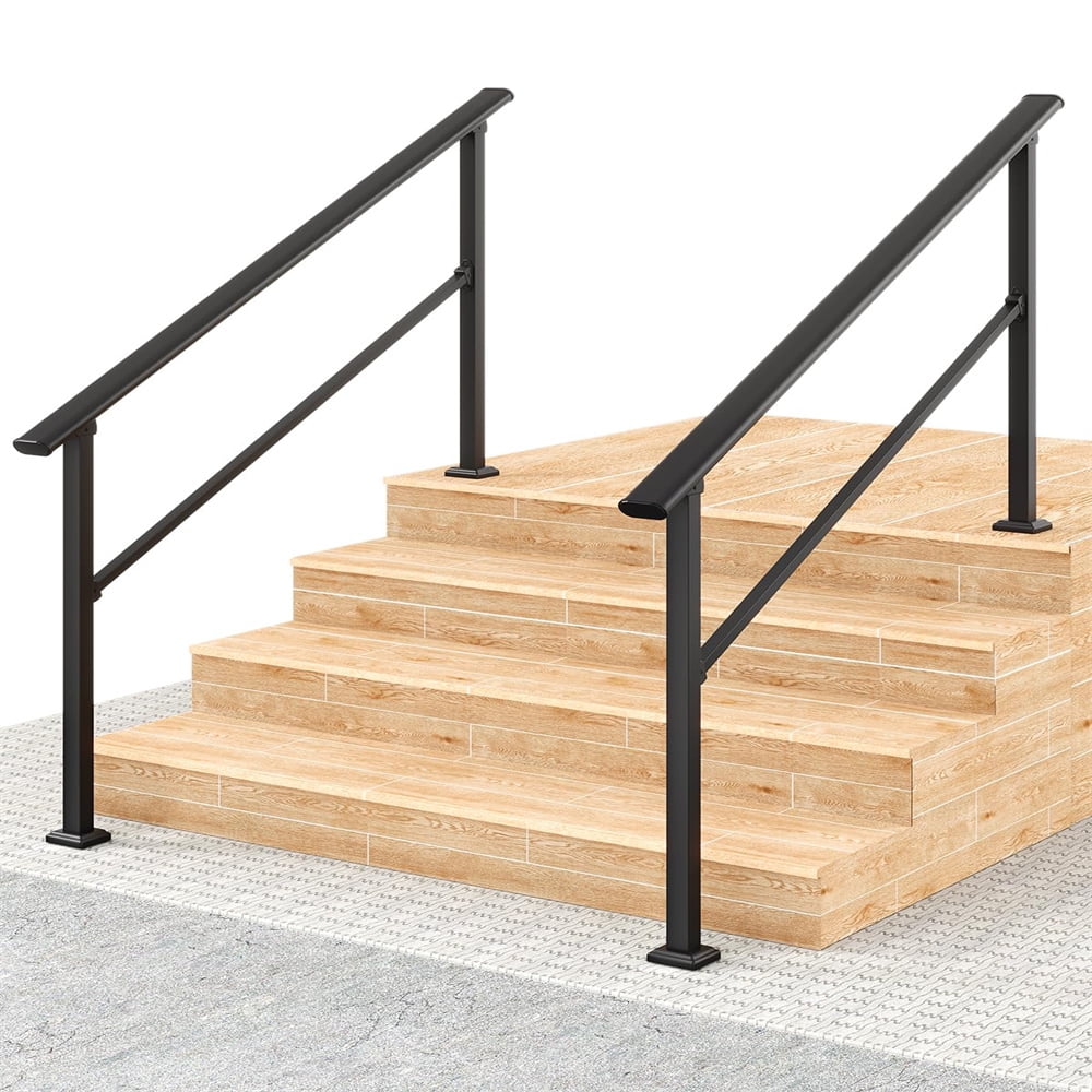 Handrails for Outdoor Steps, 2 Step - Aluminum & Wrought Iron Stair ...