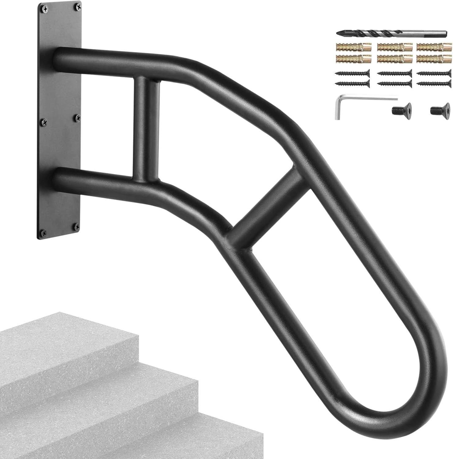Handrails for Outdoor Steps, 29" Length Wall Mount Safety Railings for ...