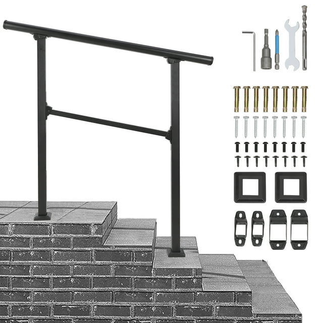 Handrails for Outdoor Steps, 3 Step Handrail Fit 2 or 3 Steps Outdoor ...