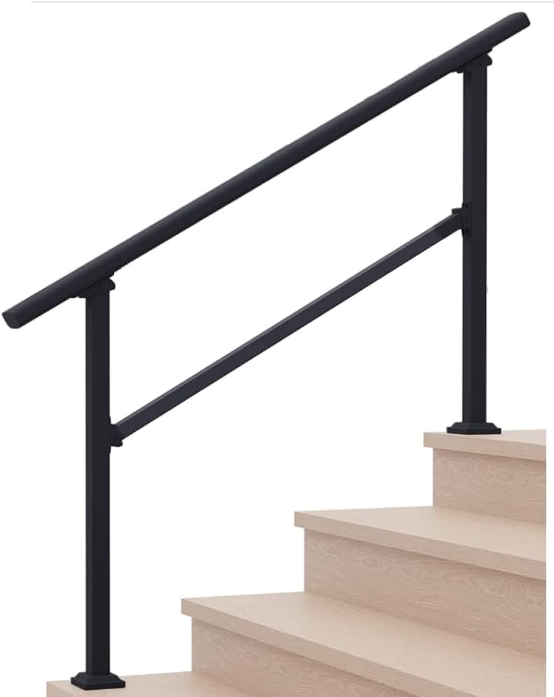 Handrails for Outdoor Steps 5 Steps Handrail - Black Outdoor Hand Rails ...