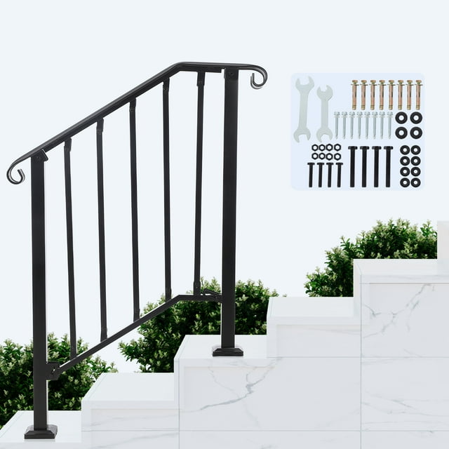 Handrails for Outdoor Steps Adjustable Fit 1 to 2 Steps Outdoor Stair ...