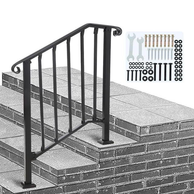 Handrails for Outdoor Steps Adjustable Fit 2 to 3 Steps Outdoor Stair ...