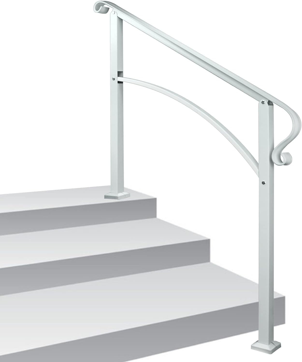 Handrails for Outdoor Steps, Adjustable Handrail 4 Step, Wrought Iron ...