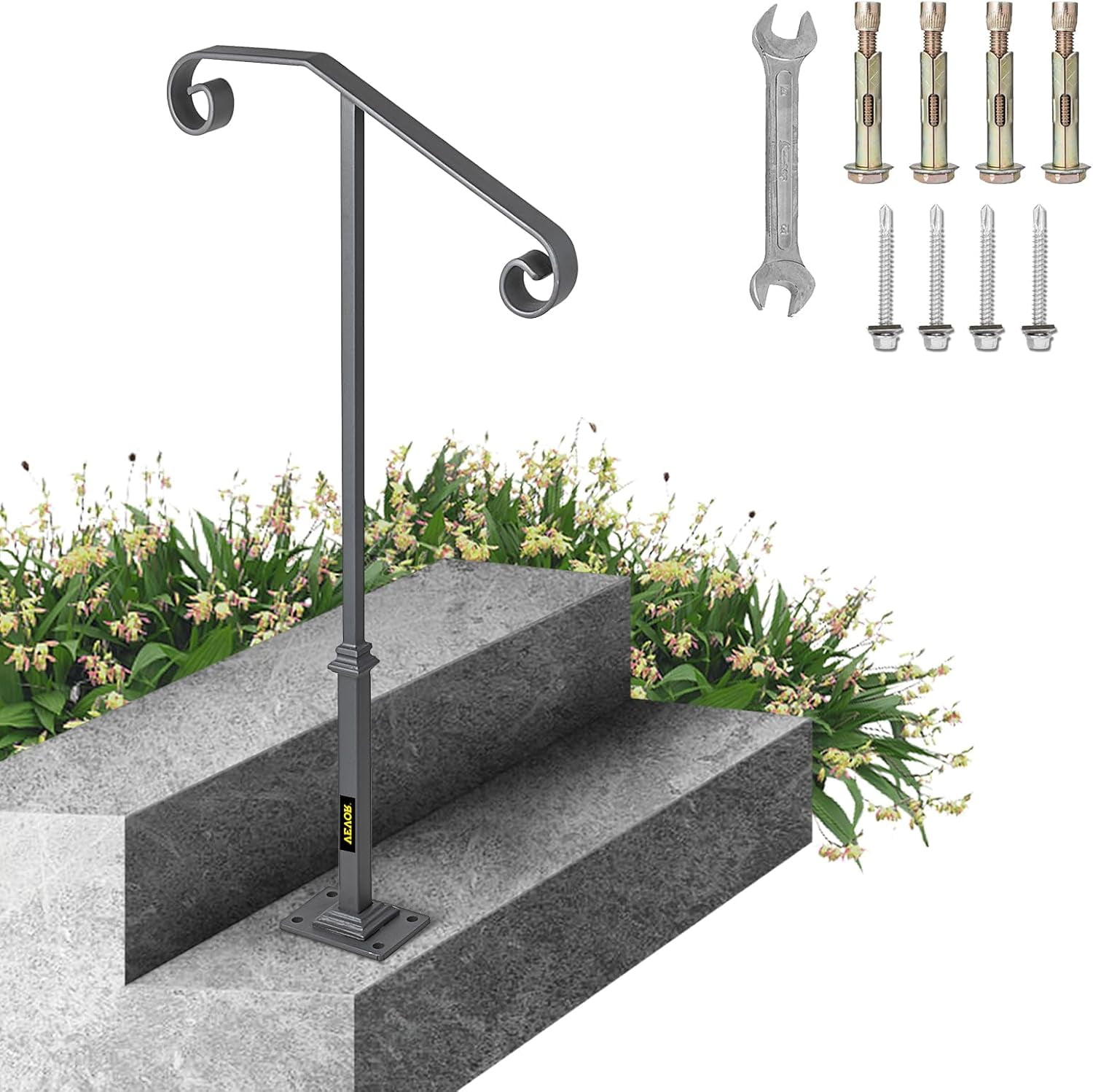 Handrails for Outdoor Steps, Fit 1 or 2 Steps Outdoor Stair Railing ...