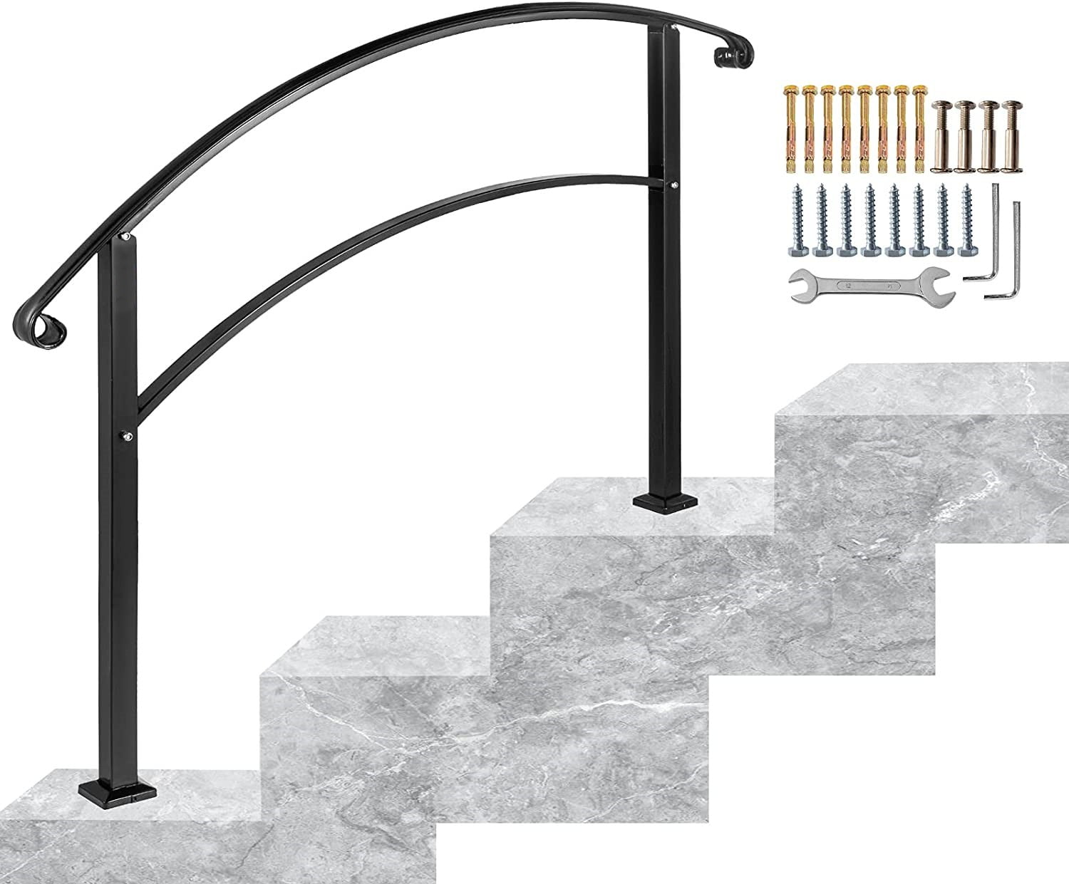 Handrails for Outdoor Steps, Fit 1 or 3 Steps Outdoor Stair Railing ...
