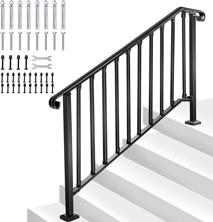 Handrails for Outdoor Steps, Fit 4 or 5 Steps Outdoor Stair Railing ...