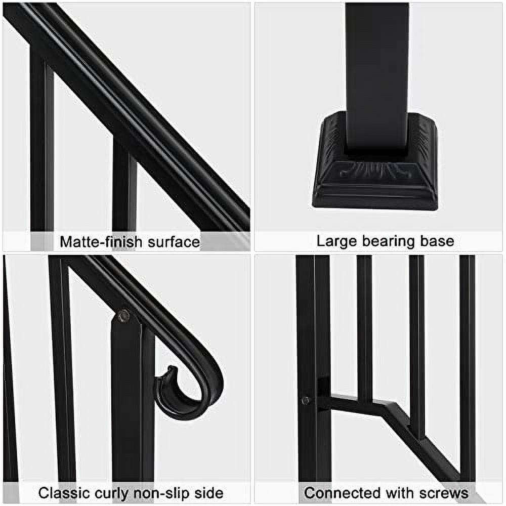 Handrails for Outdoor Steps with Installation Kit, Fit 2/3/4 Steps ...