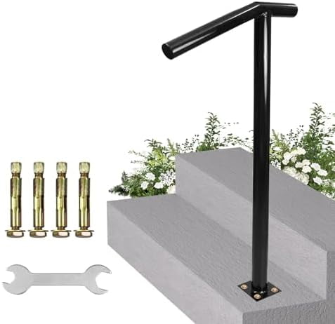 Handrails for Outdoor Steps, Single Post Wrought Iron Handrail for 1, 2 ...