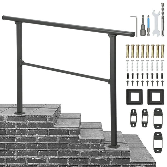 Handrails for Outdoor Steps, Outdoor Stair Railing Fits 3 to 4 Steps ...