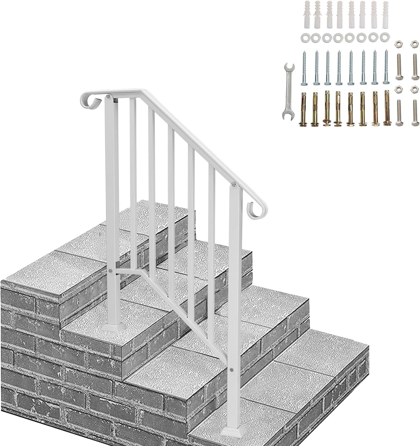Handrails for Outdoor Steps, Wrought Iron Handrail Fits 2 or 3 Steps ...
