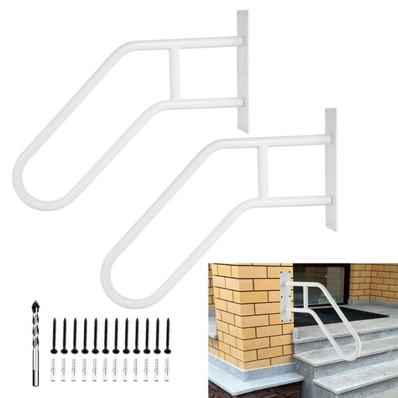 Handrails Wall Mount Stair Safety Handle Non-Slip Step Metal U-Shape ...