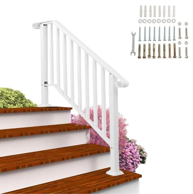 Handrails for Outdoor Steps, Iron Handrail Fits 3 Step, Transitional ...