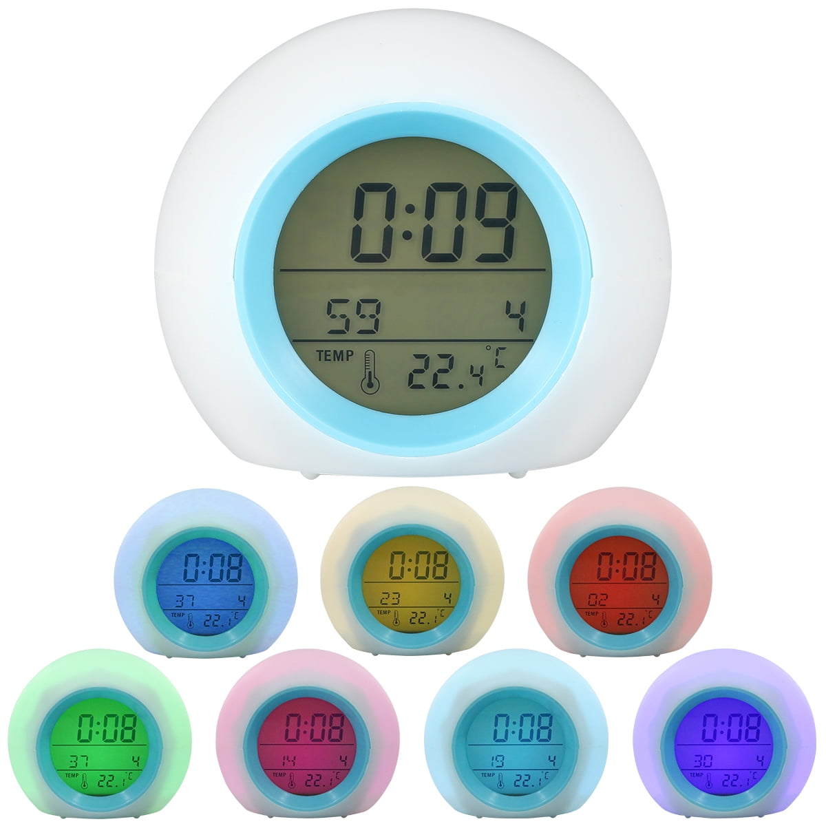 Hands DIY Kids Alarm Clock LED Digital Clock 7 Color Changing Night ...