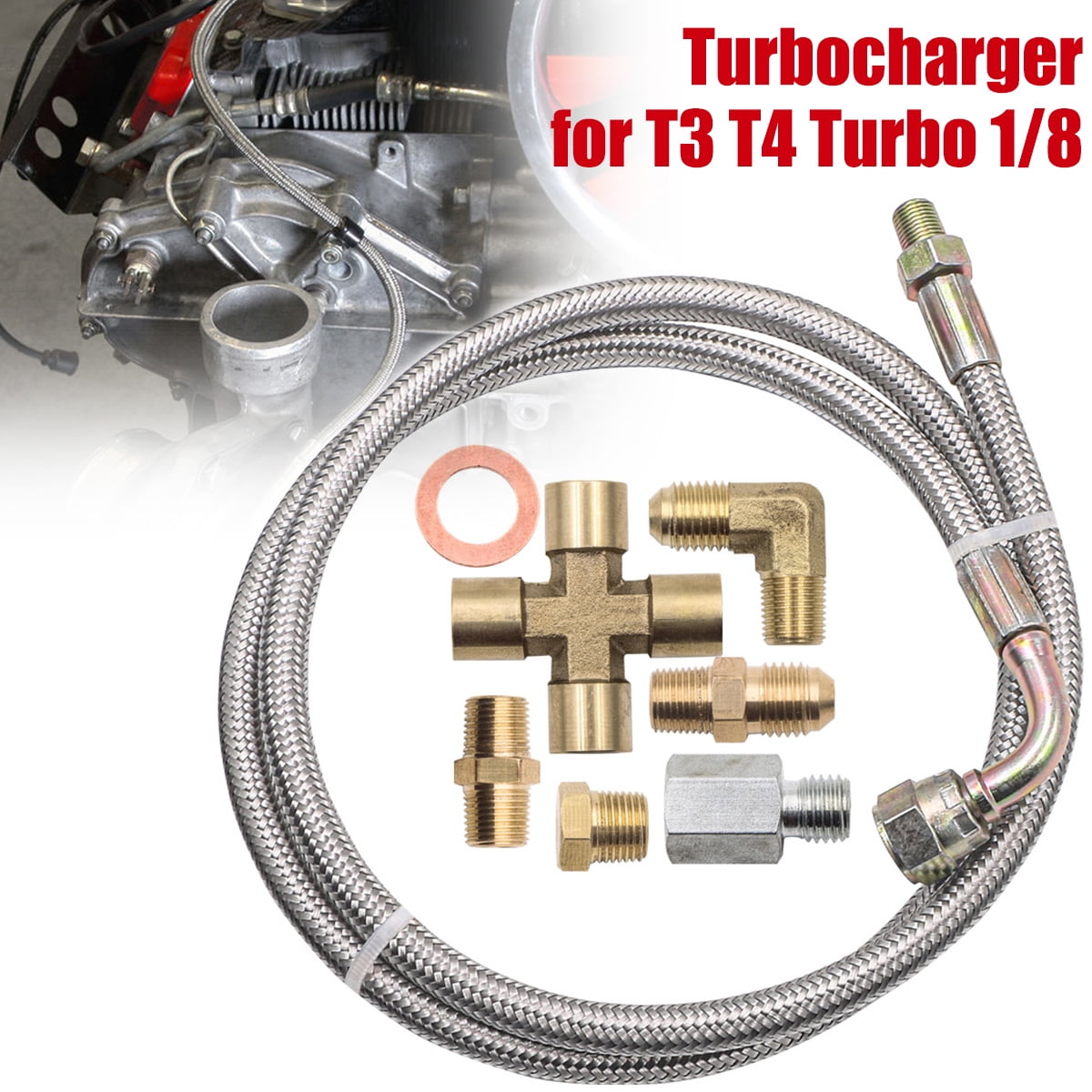 Hands DIY Turbo Oil Feed Line Kit Universal Oil Return Line Kit Oil ...