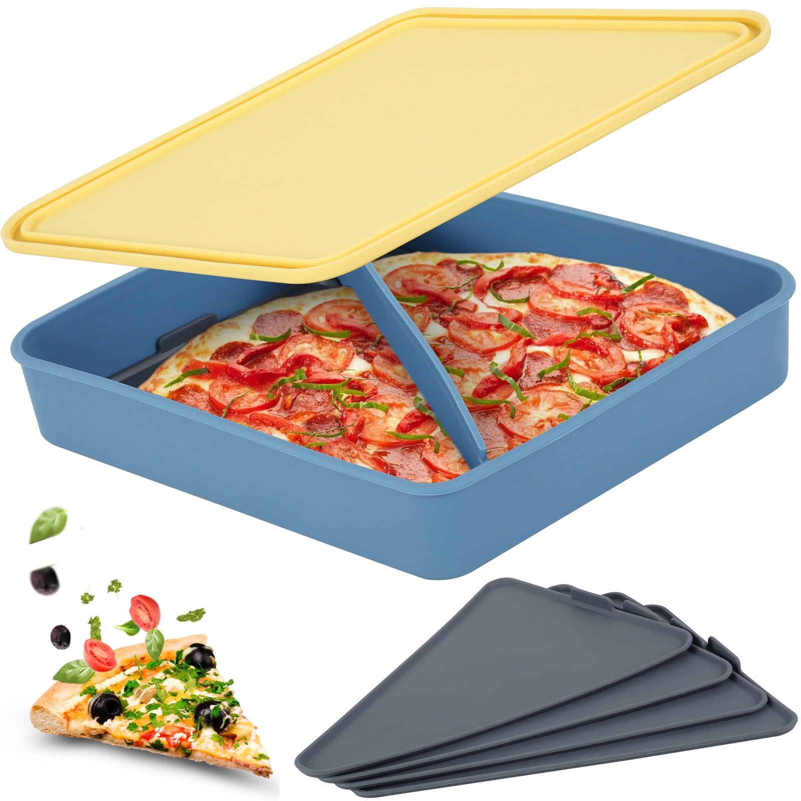 Hands DIYPizza Storage Container 2 Compartments Silicone Pizza Storage ...