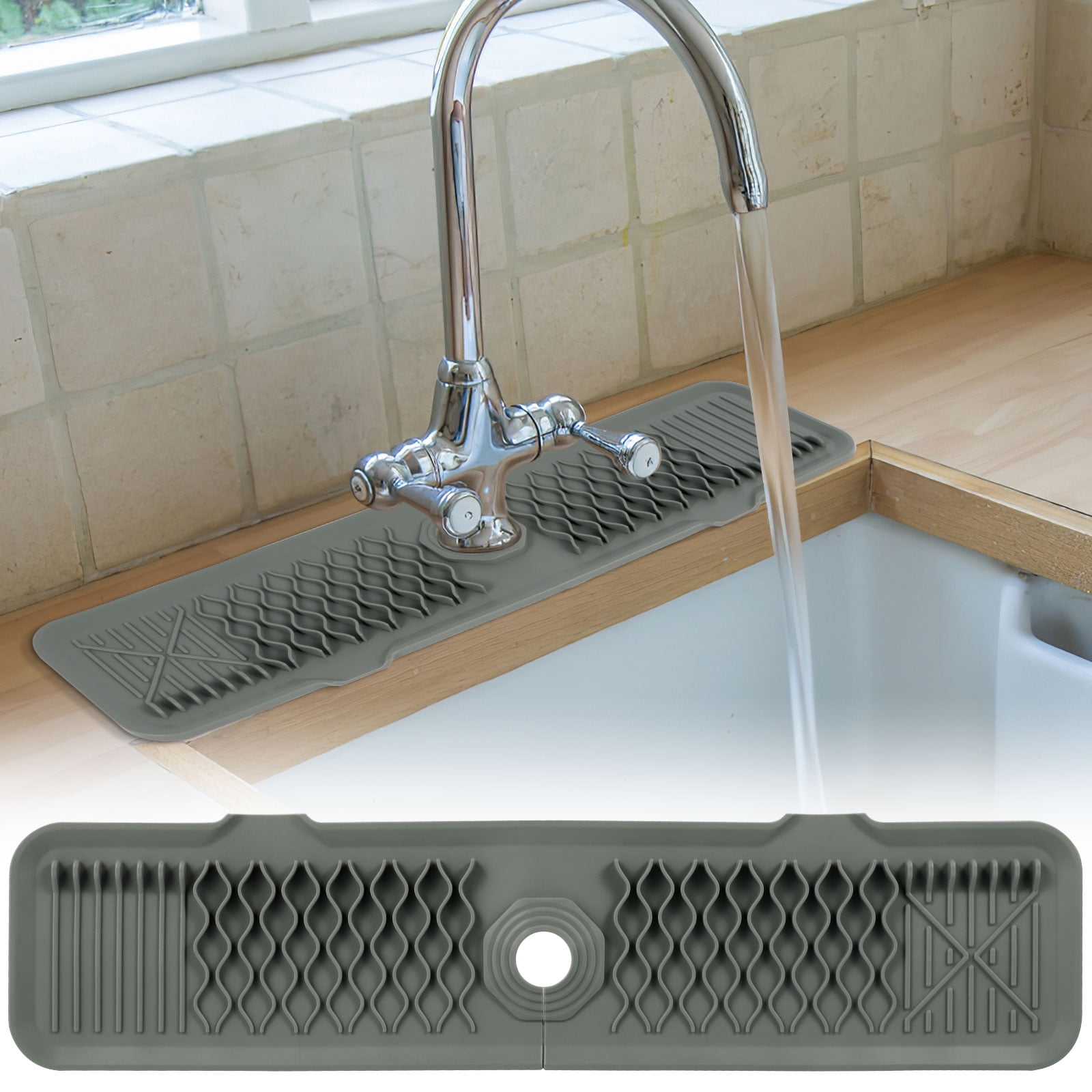 Hands DIYSilicone Faucet Mat,Faucet Sink Splash Guard Self-Drainage ...