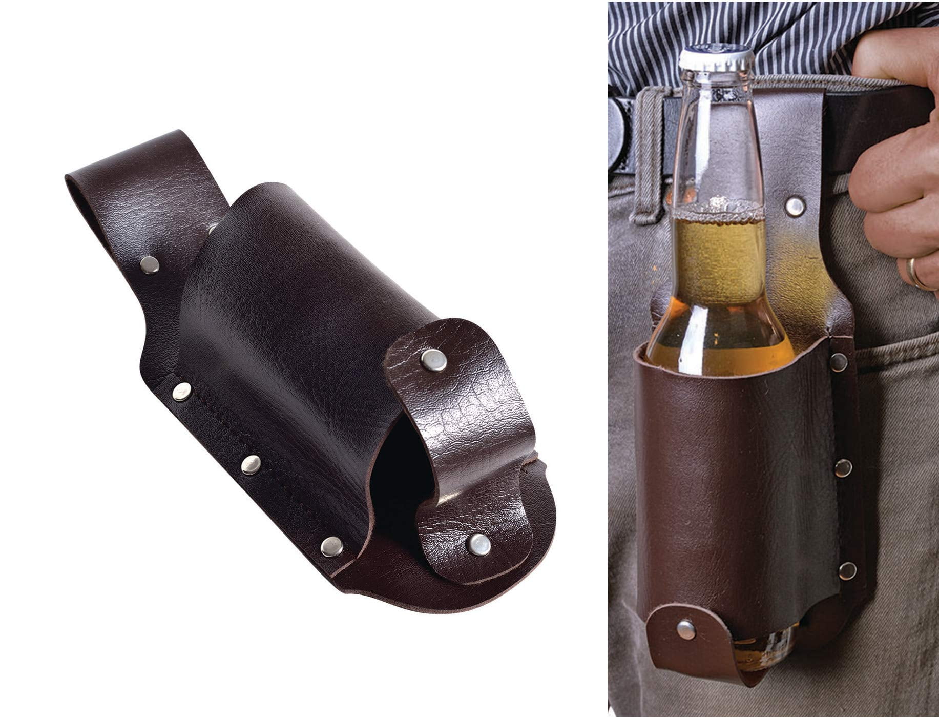 Hands-Free Belt Bottle Holder: Beer & Water Pouch, Ideal for Hiking ...