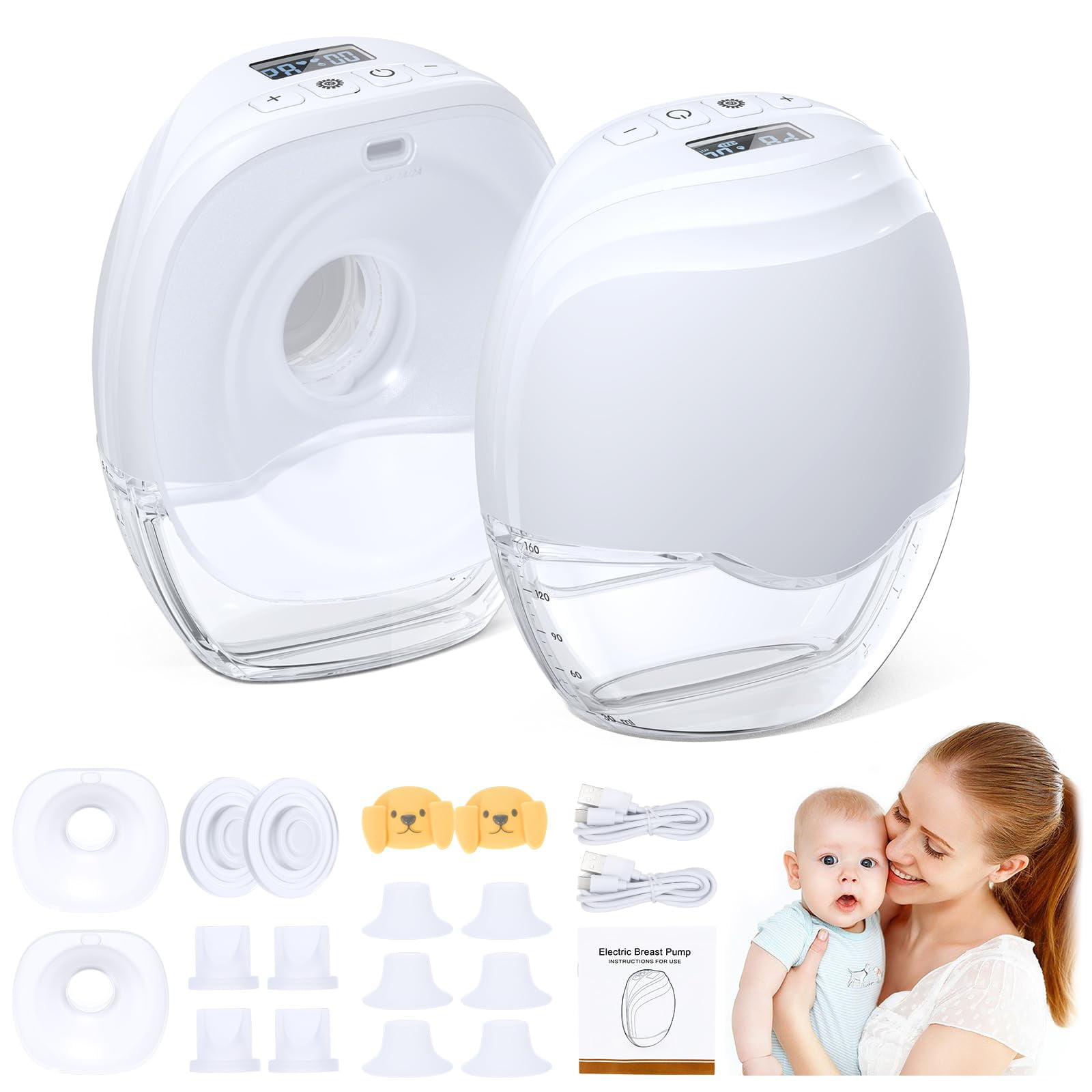 Hands Free Breast Pump Electric: Wearable Breast Pump with 3 Modes 8 Levels, LCD Display ...