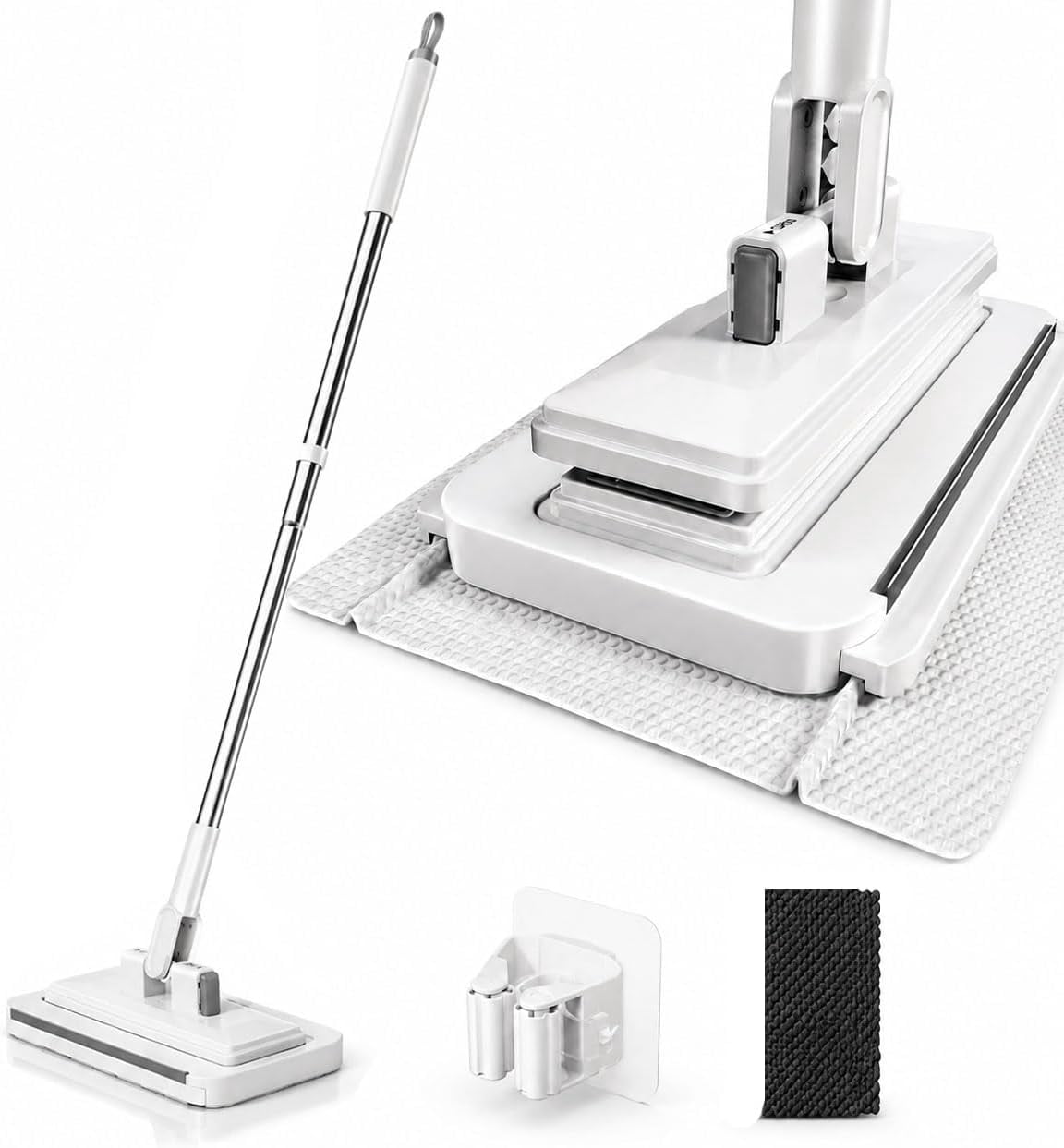 Hands-Free Multi-Purpose Flat Mop 6×31 in, Shark Tooth Grip with Built ...