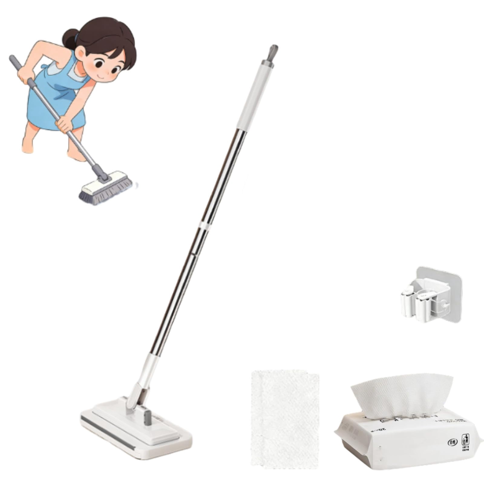 Hands-Free Multi-Purpose Flat Mop, Snap Grip Mini Mop for Floor Wall ...