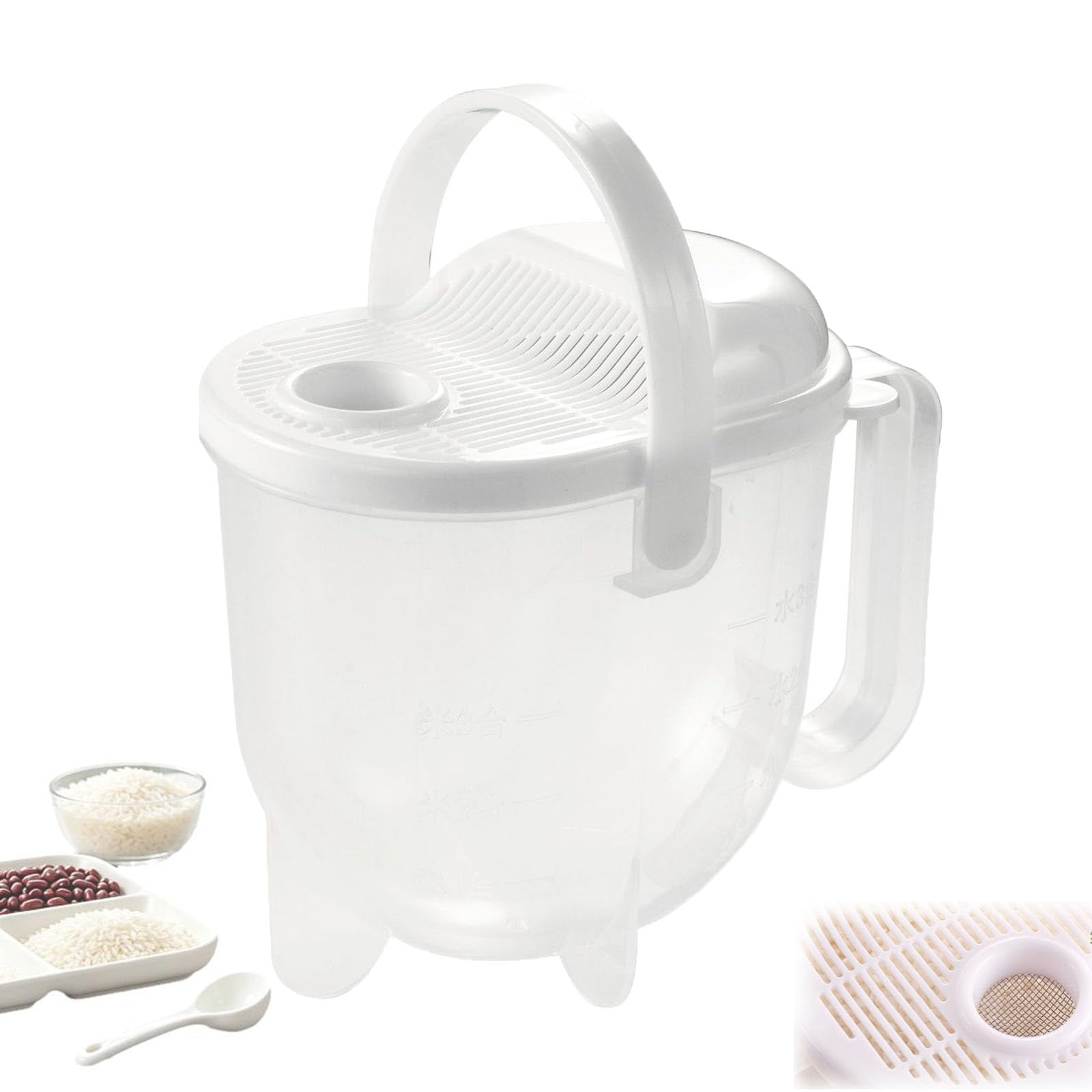 Hands-Free Rice Washer with Strainer, No-Touch Rice Washing Bowl, 1 or ...