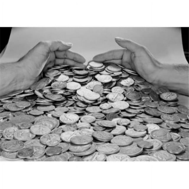 Hands Grabbing Heap of Coins Poster Print - 18 x 24 in. - Walmart.com