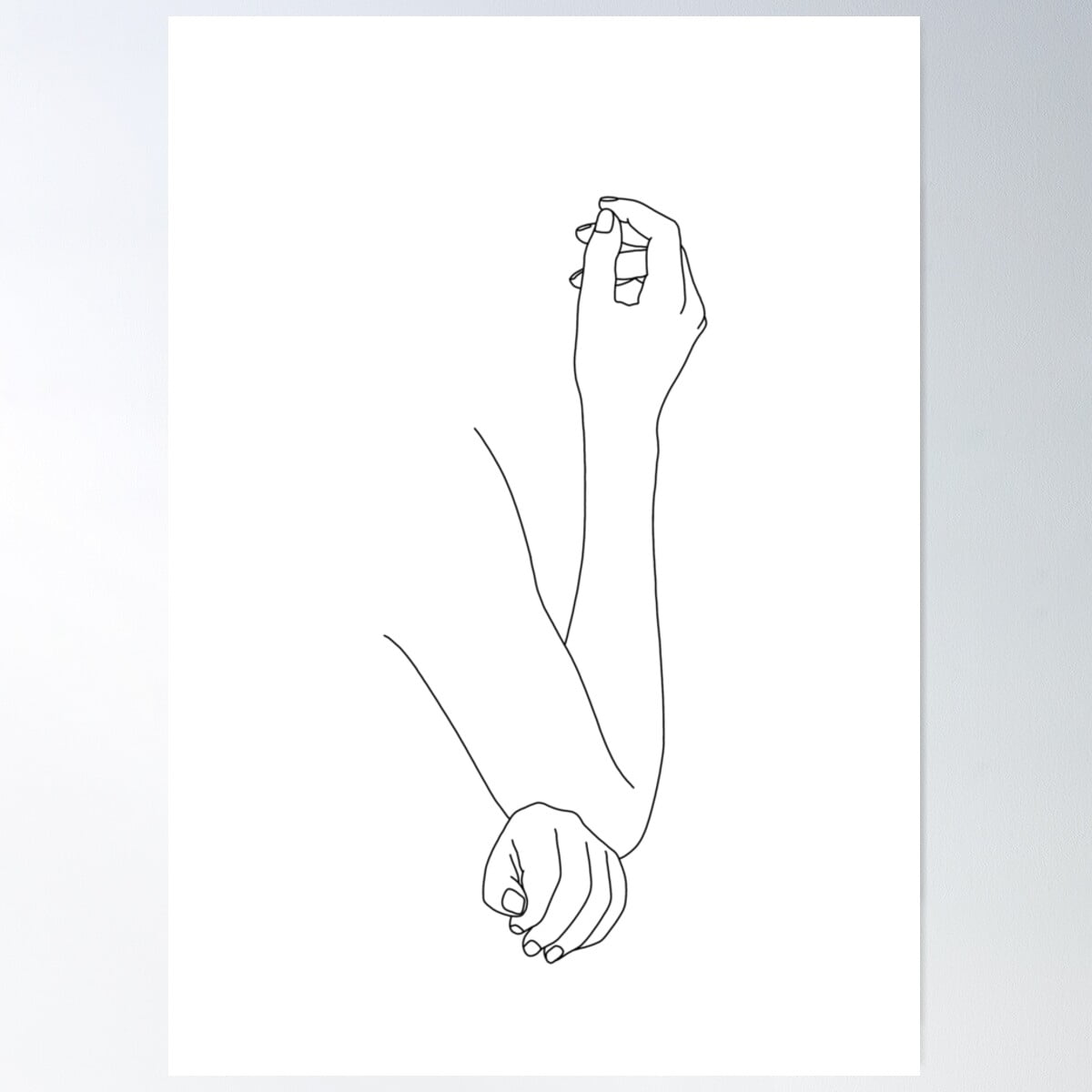 Hands Line Drawing - Daya Poster Wall Art, Modern Wall Decor For Living ...