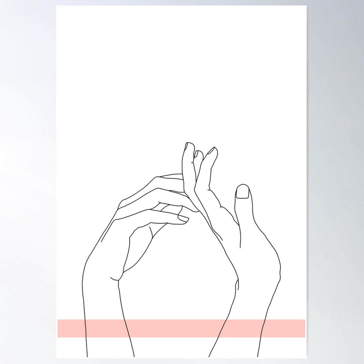 Hands Line Drawing Illustration - Abi Stripe Poster Wall Art, Modern ...