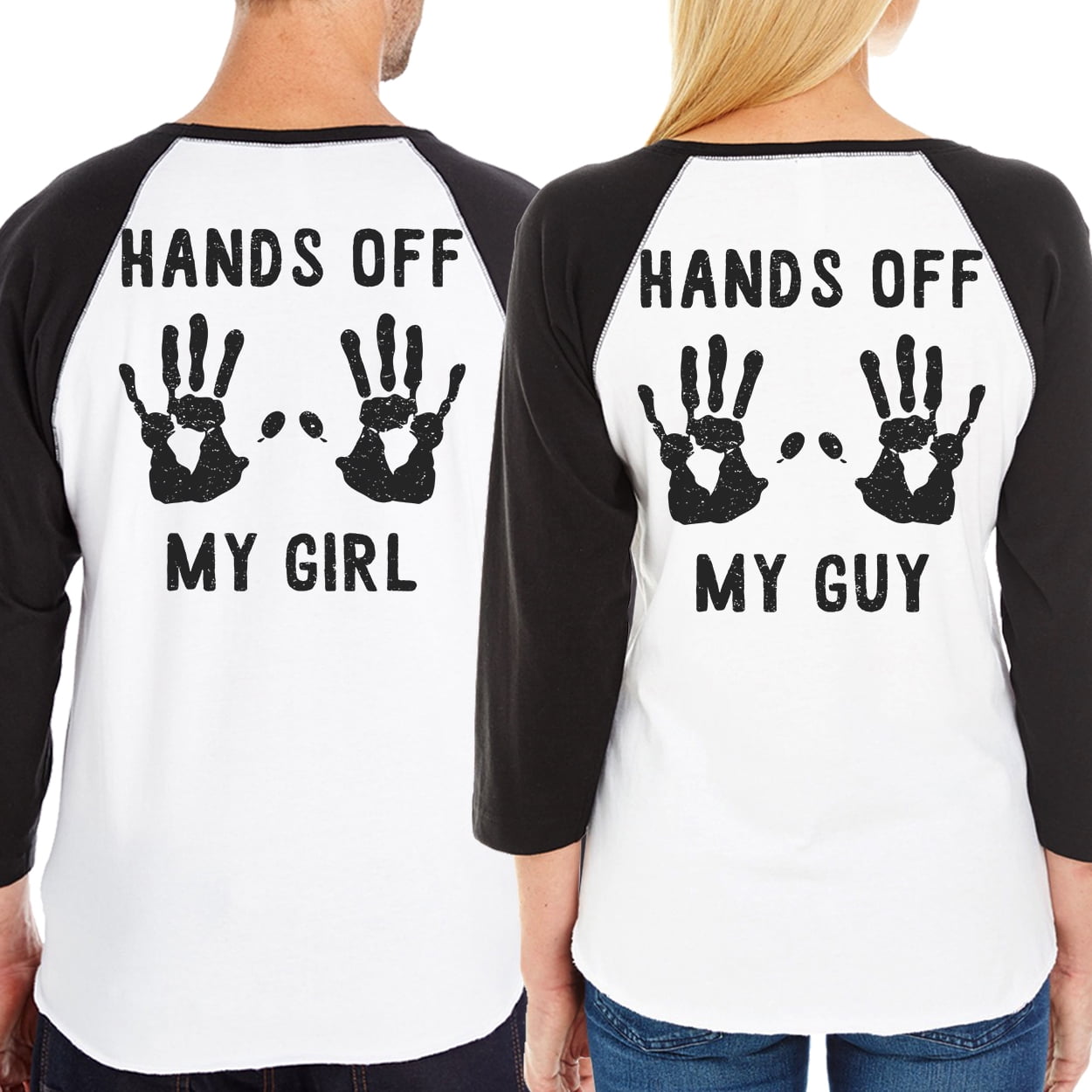 Hands Off My Girl And My Guy Matching Couple Black And White Baseball ...