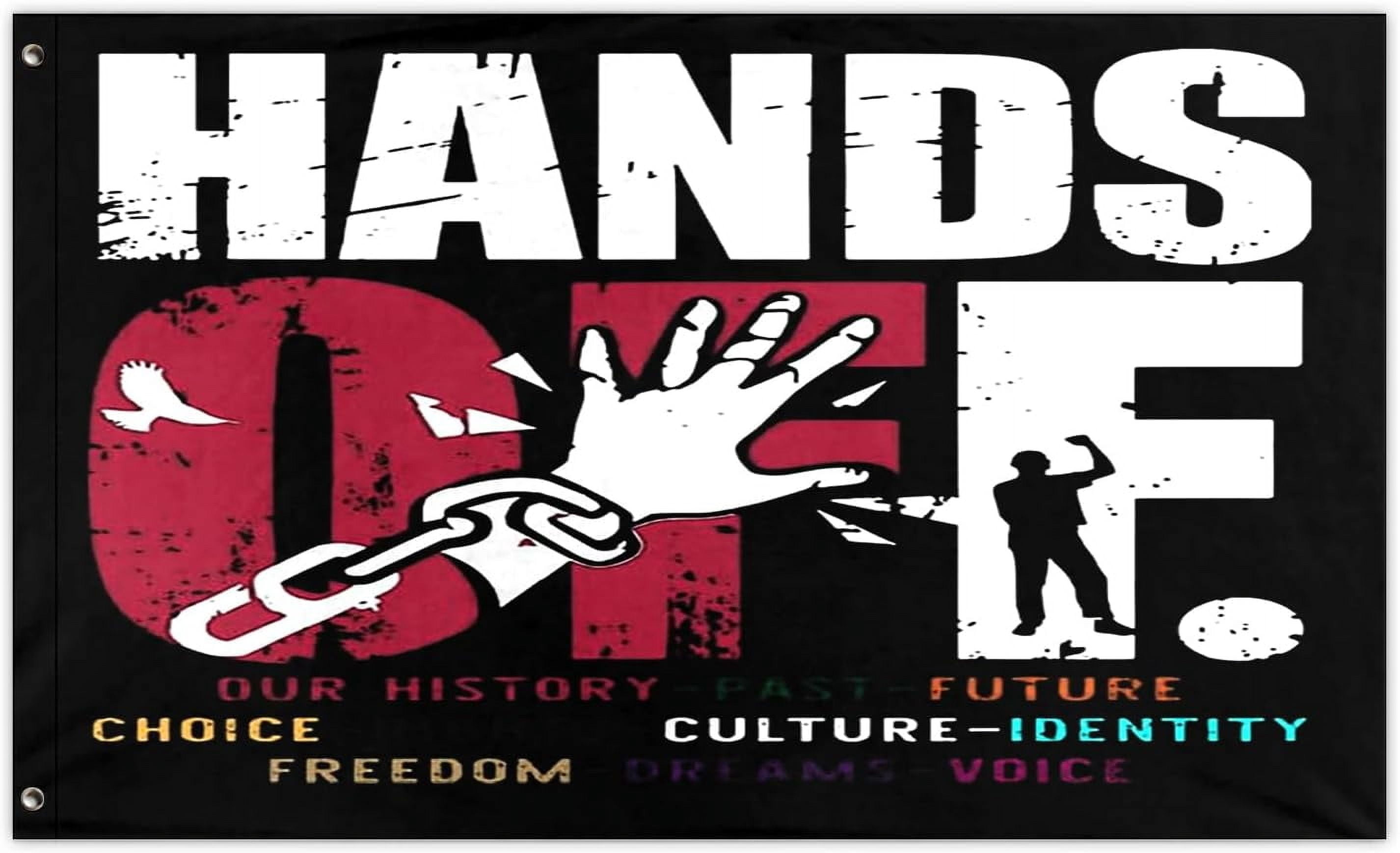 Hands Off Protest Men Women 2x3 Ft Double-layer Flags For Room Happy ...