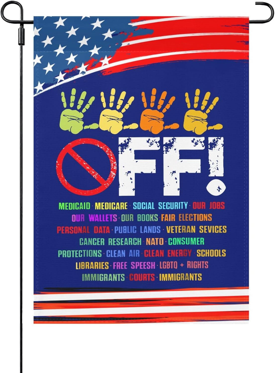 Hands-Off Protest Social Security And Medicare Protest Flag 12x18 Inch ...