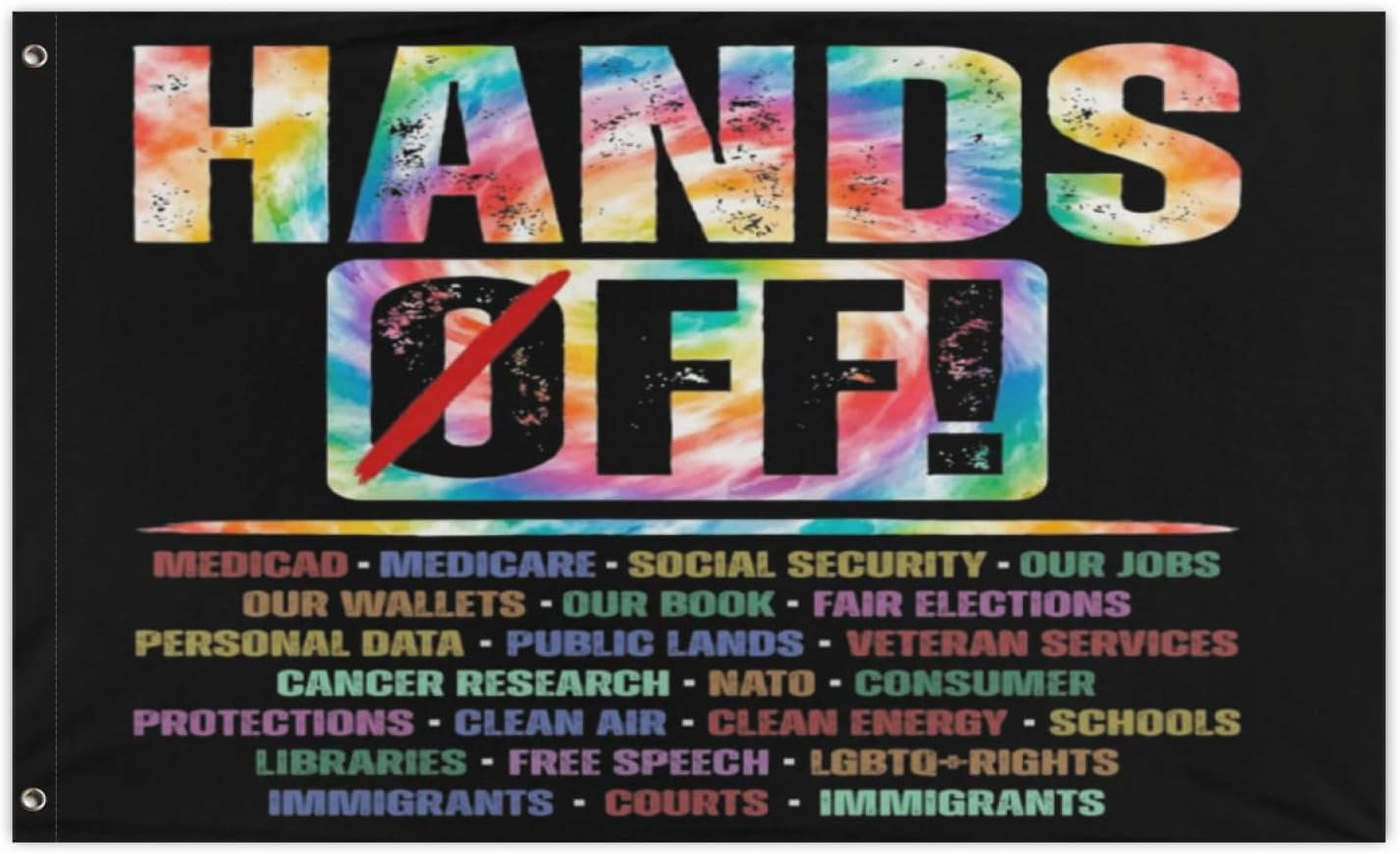 Hands Off Protest Social Security Medicare Flag 3x5 Ft Durable Outdoor ...