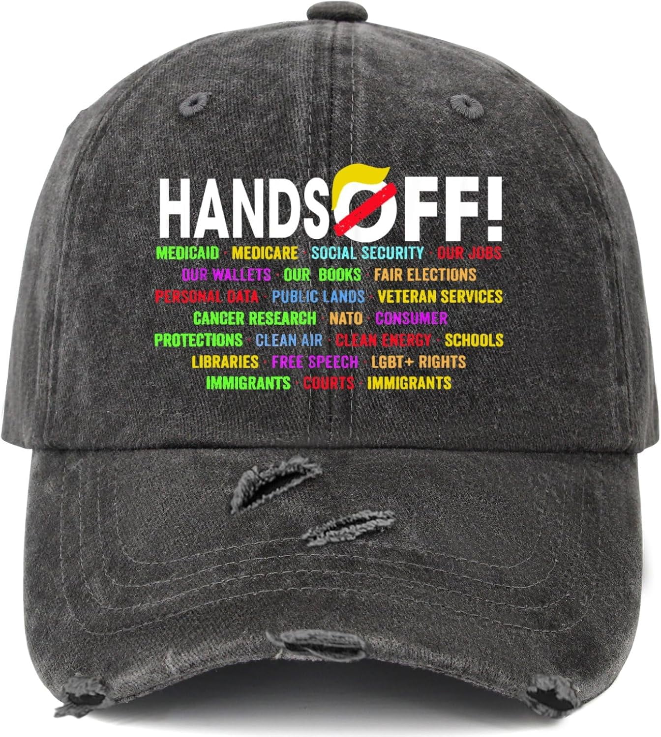 Hands Offs Protest Hats For Women Aesthetic Washed Distressed Baseball ...