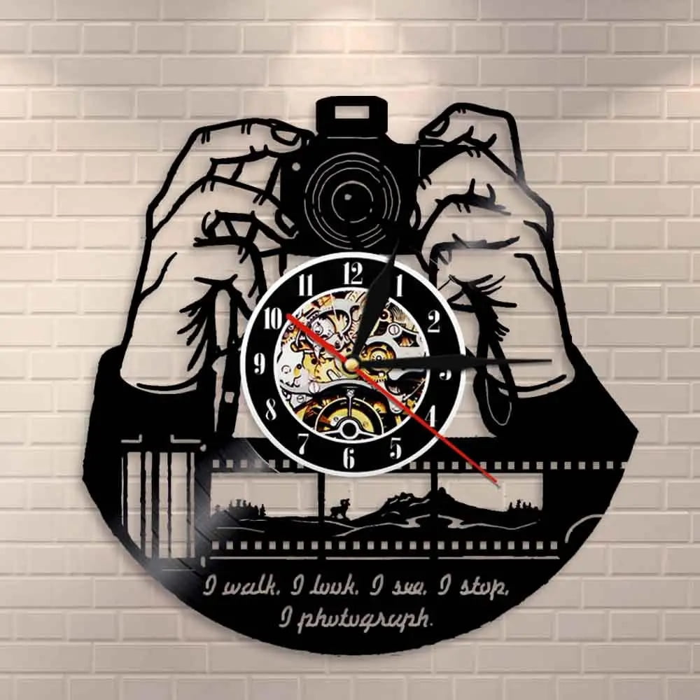 Hands On Camera Photo Camera Photographers Vinyl Wall Clock,Vinyl ...