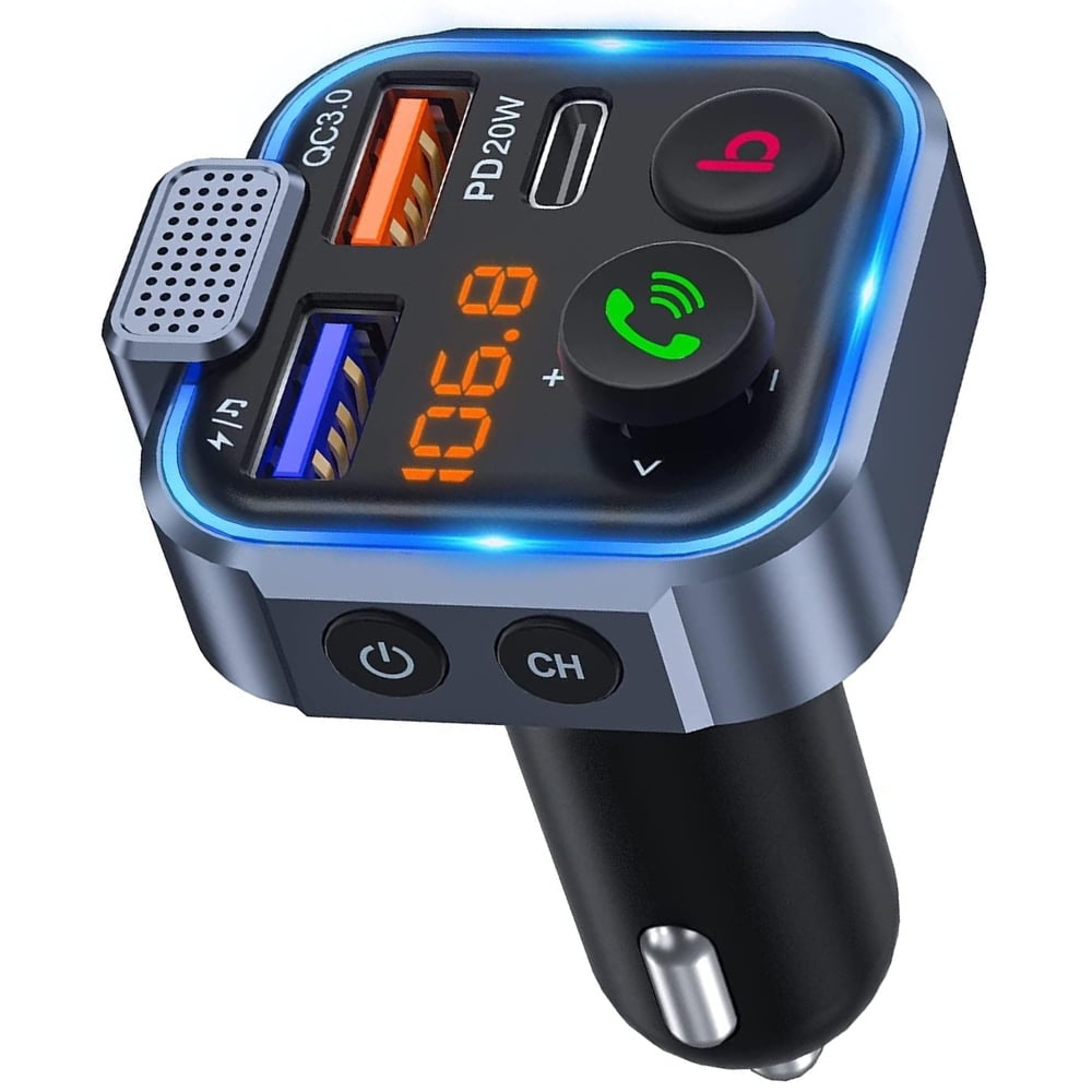 Handsfree Bluetooth 5.0 FM Transmitter for Car, PD20W & QC18W Fast ...