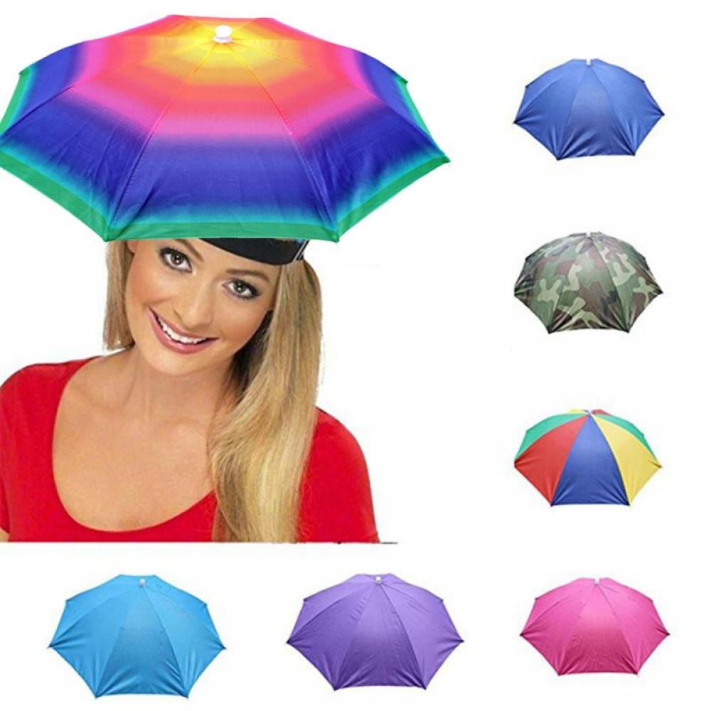 Handsfree Umbrella Hat for Adults and Kids Folding Compact UV&Rain ...