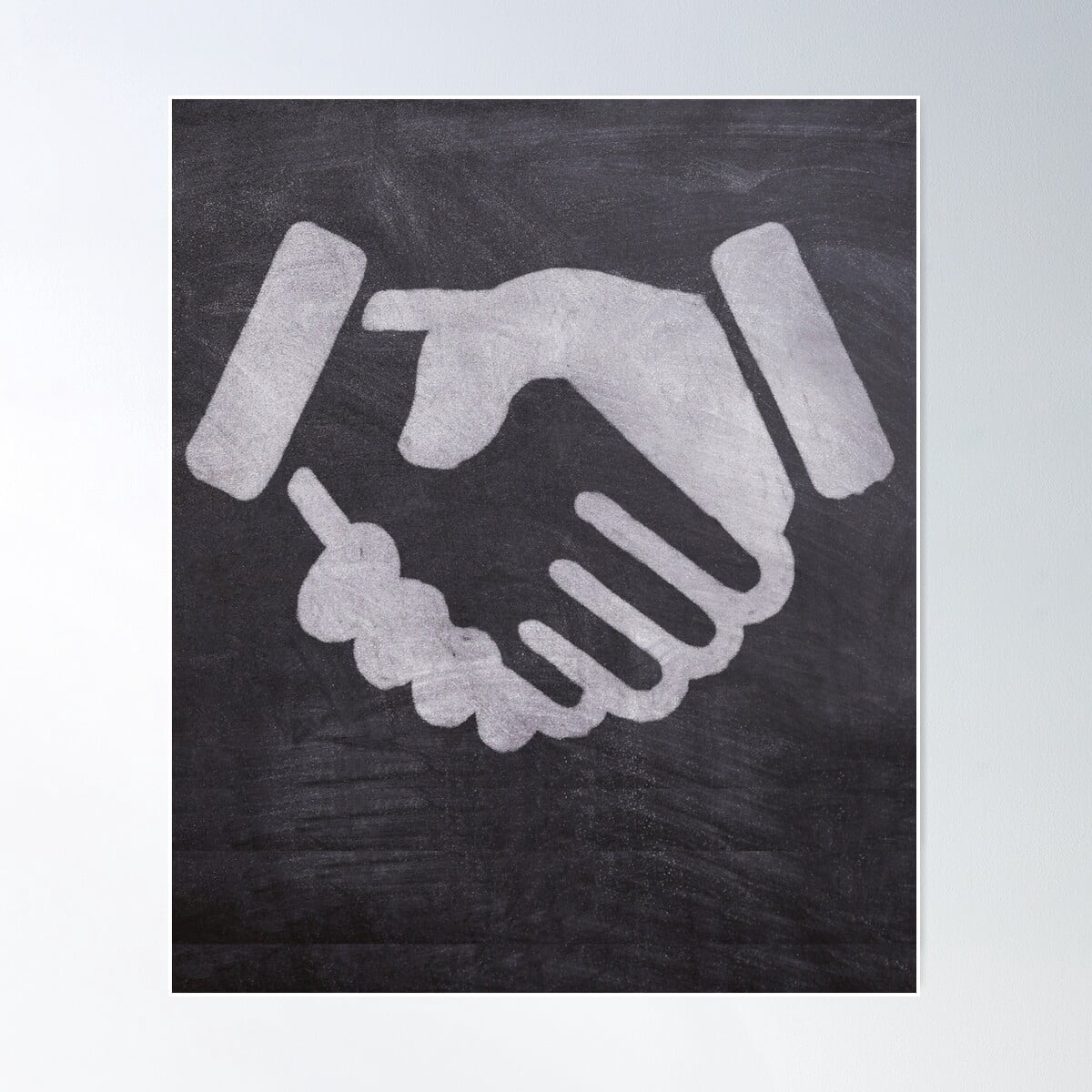 Handshake Drawing Of Chalk Poster Wall Art, Modern Wall Decor For ...