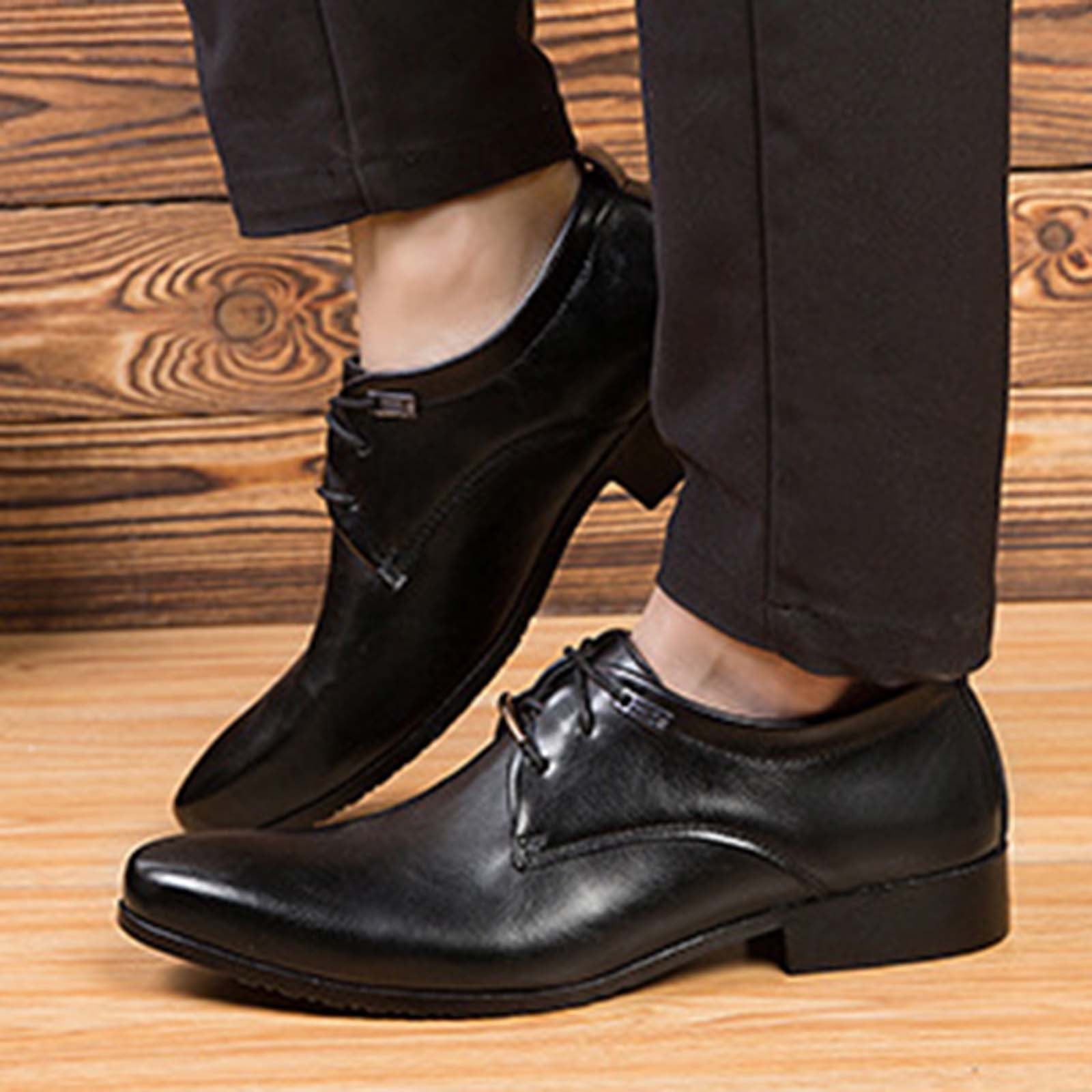 Handshe Men's Business Casual Shoes – Breathable Soft-Soled Soft Lace-Up Formal Office Dress ...