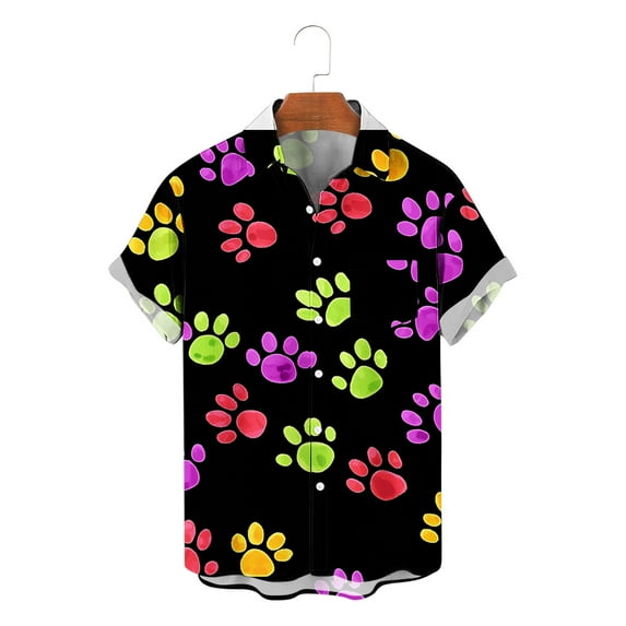 Handshe Men's Button-Up Shirt, Short Sleeve with Turn-Down Collar and ...