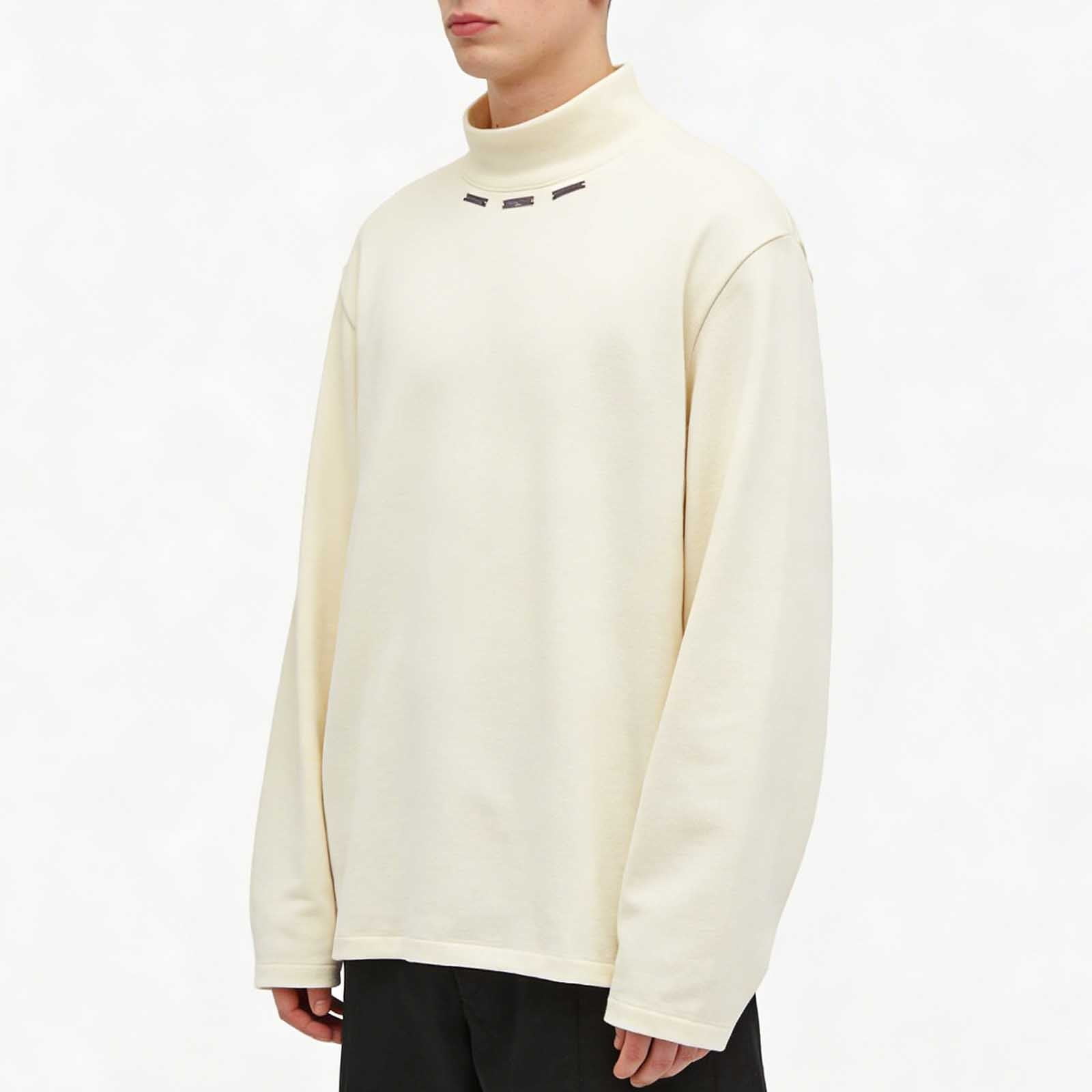 Handshe Men's Fleece Mock Neck Shirt, Solid Color Loose Fit with Metal ...