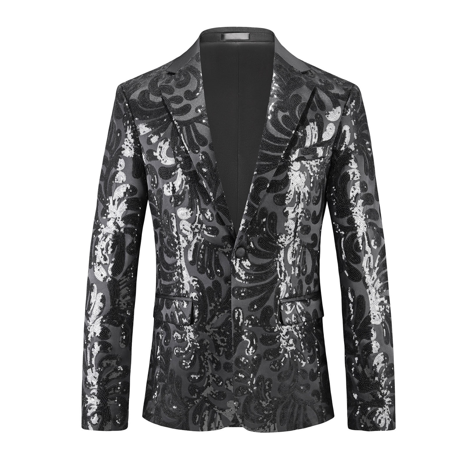 Handshe Men's Formal Blazer, Solid Color with Sequins and Pockets ...