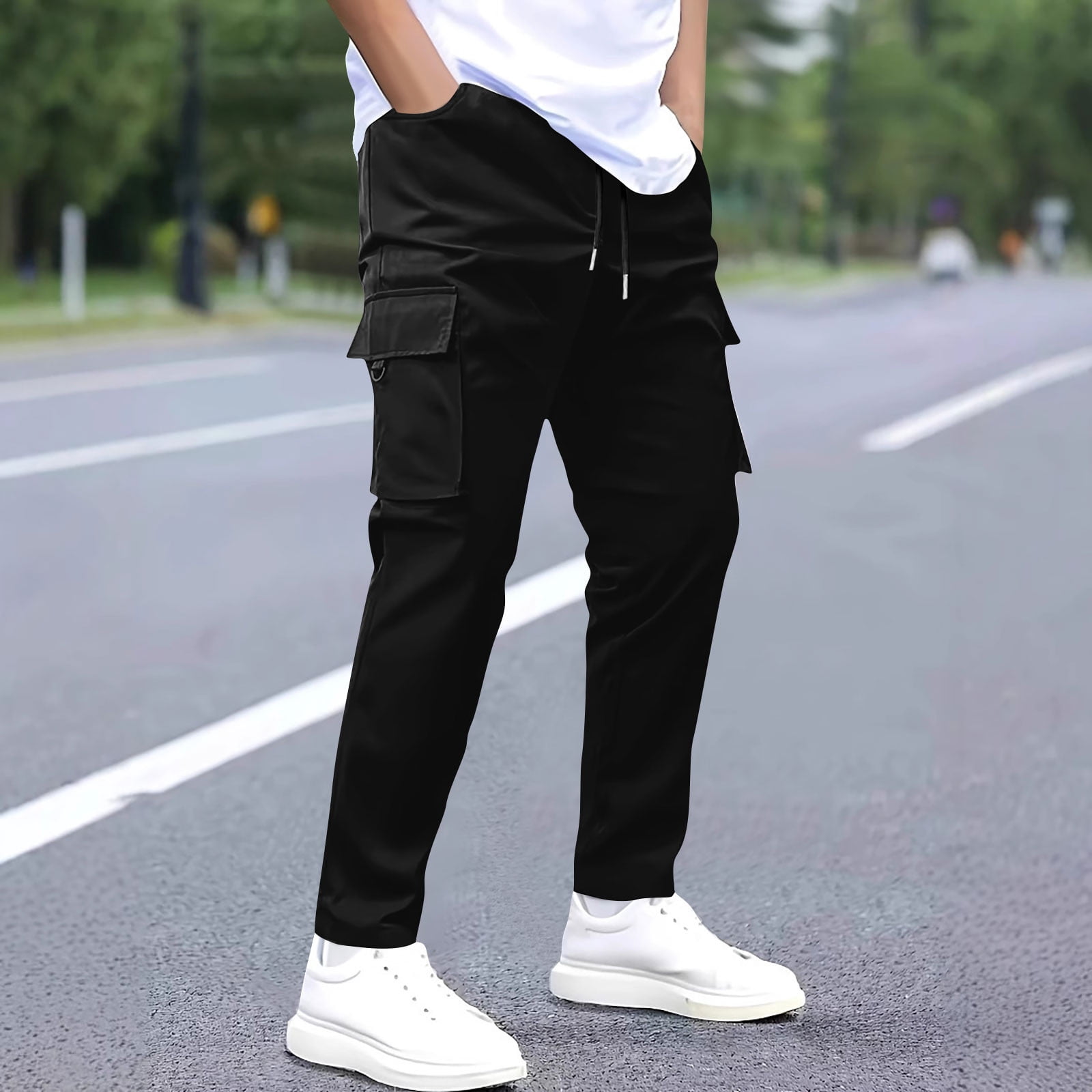 Handshe Men's Relaxed Fit Cargo Work Pants with Multiple Pockets ...