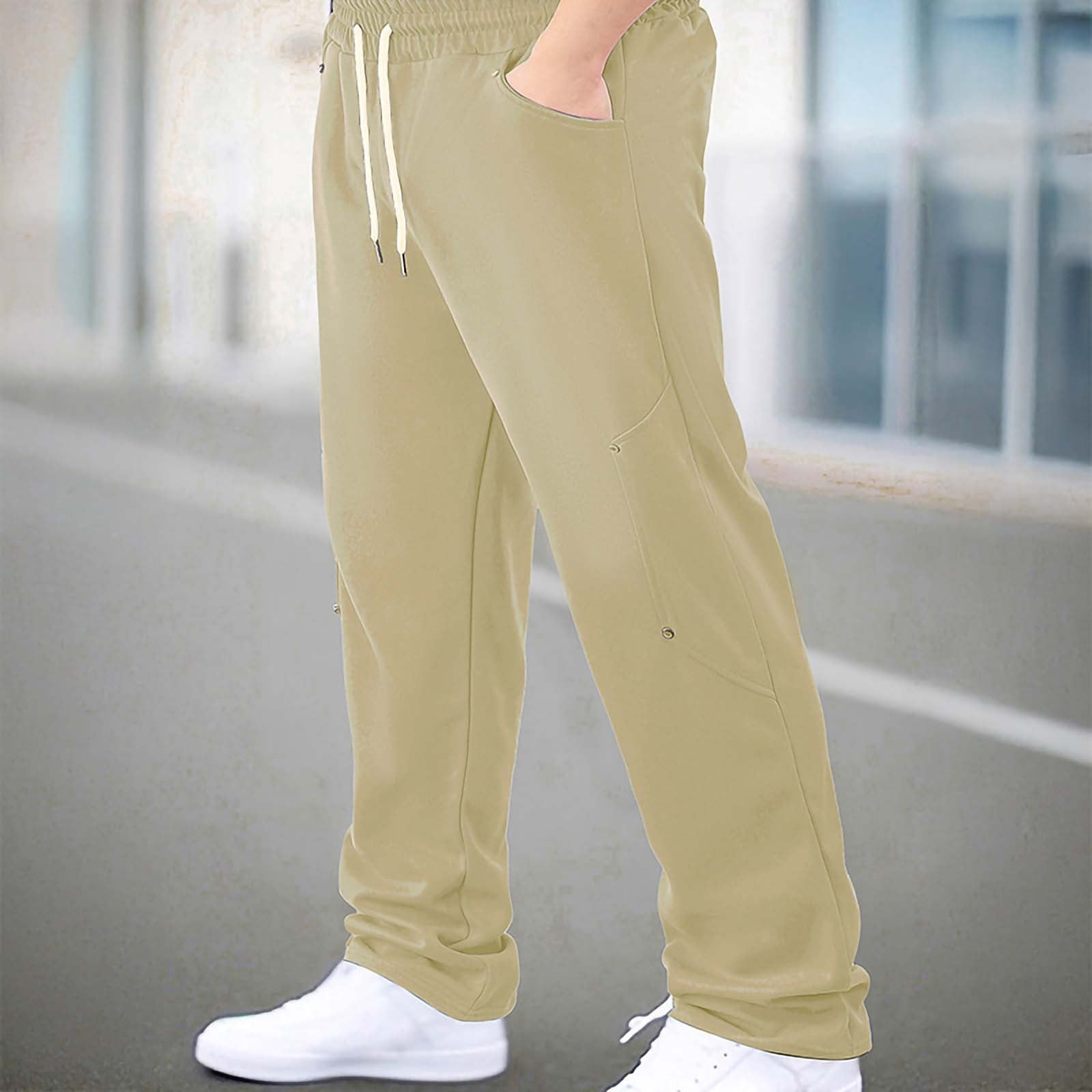 Handshe Men's Solid Color Joggers, Loose Fit with Tapered Ankle, Sport ...