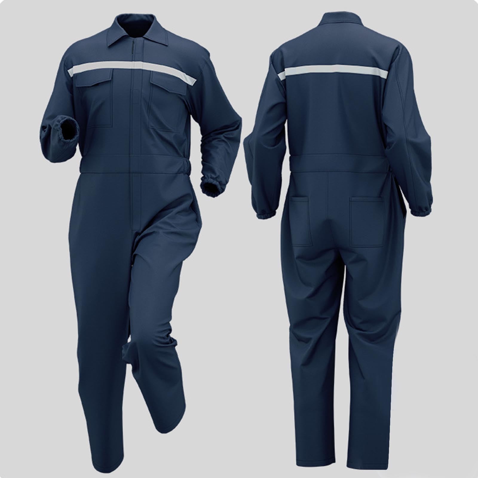 Handshe Men's Solid Color Long Sleeve Coverall Work Suit, Durable ...