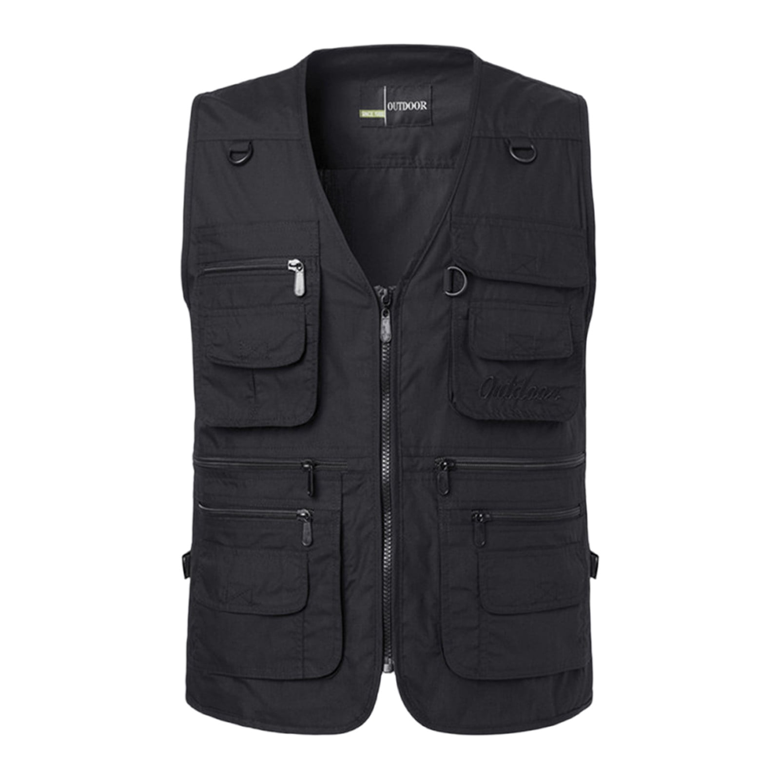 Handshe Men's Solid Color Work Vest, Sleeveless V-Neck Utility Vest ...