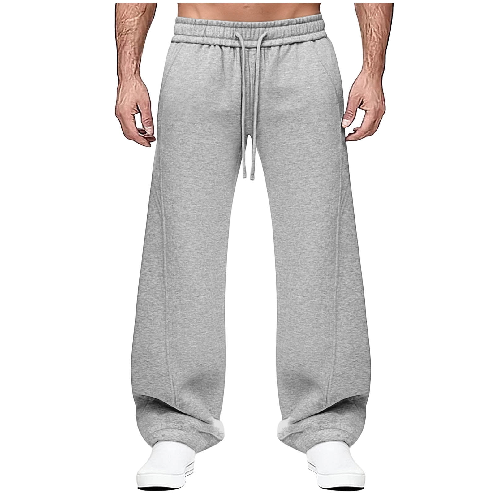 Handshe Men's Sweatpants, Solid Color Cotton Casual for Lounge and ...